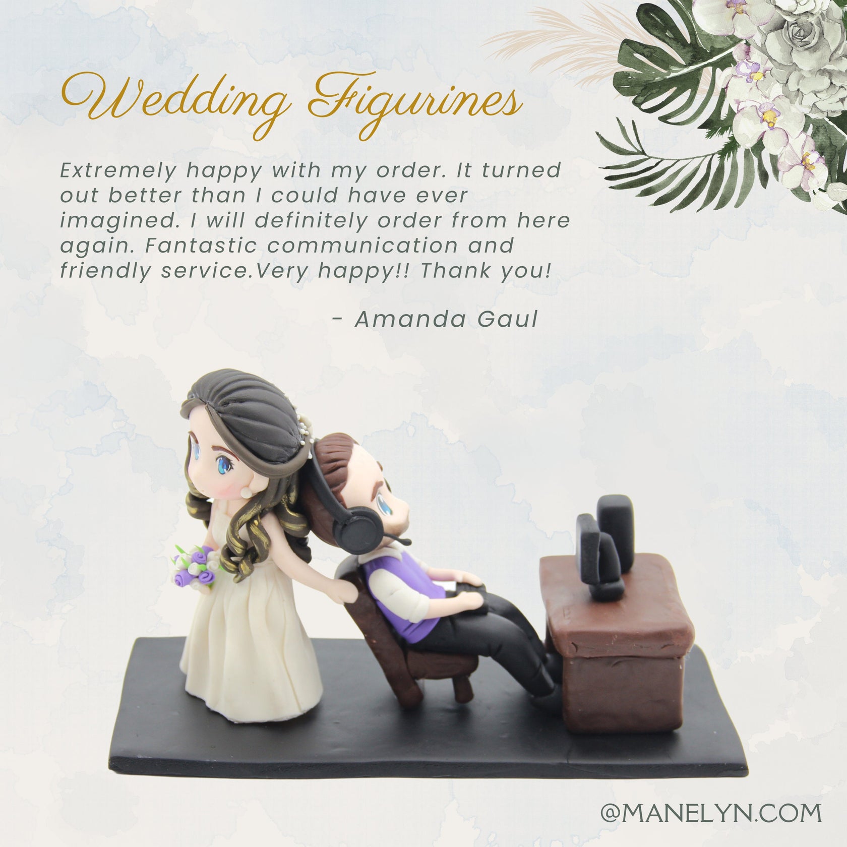 Video Game INSPIRED Funny Custom Made Wedding Cake Topper of Gamer Jun ...